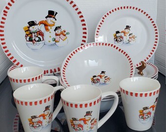 Snowman Dinnerware | Etsy