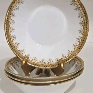 Hitkari Bone China Gold Border Black Dot Gold Scrolls 4 Fruit/dessert ...