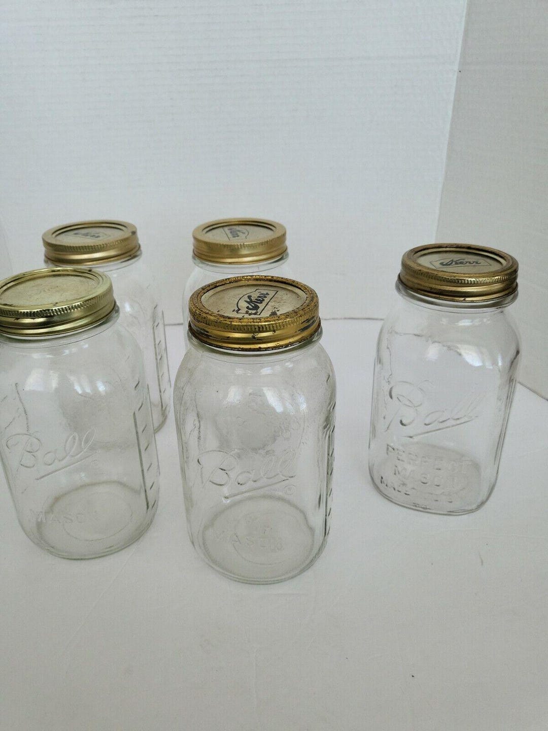 Lot of 5 Vintage 4 Bell Mason Jar & One Perfect Mason Jar With Kerr Lid ...