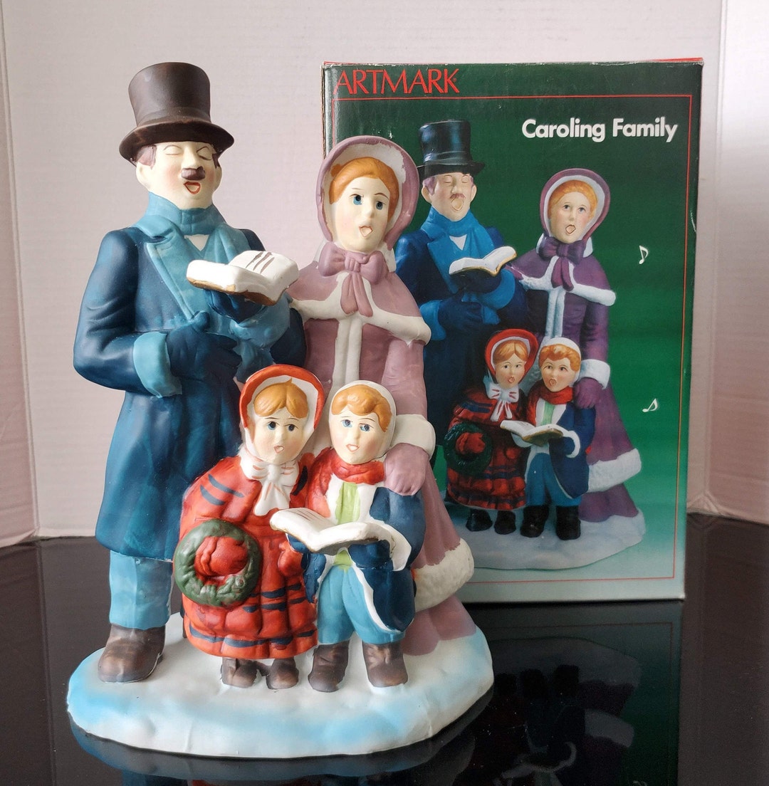 Vintage Christmas Artmark Musical Caroling Family Silent Night Seasonal ...