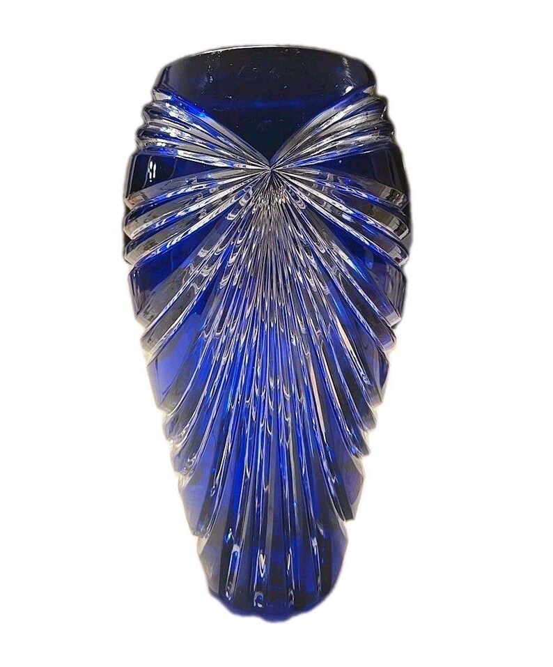 Mikasa Germany Vintage Cobalt Blue Cut to Clear Cut Crystal 9 1/2" H X ...
