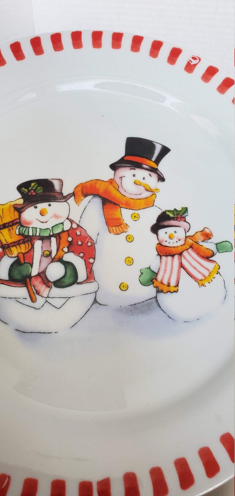 Trisa Stoneware Snowman Holiday Christmas 16 PC Dinnerware Set Serving ...