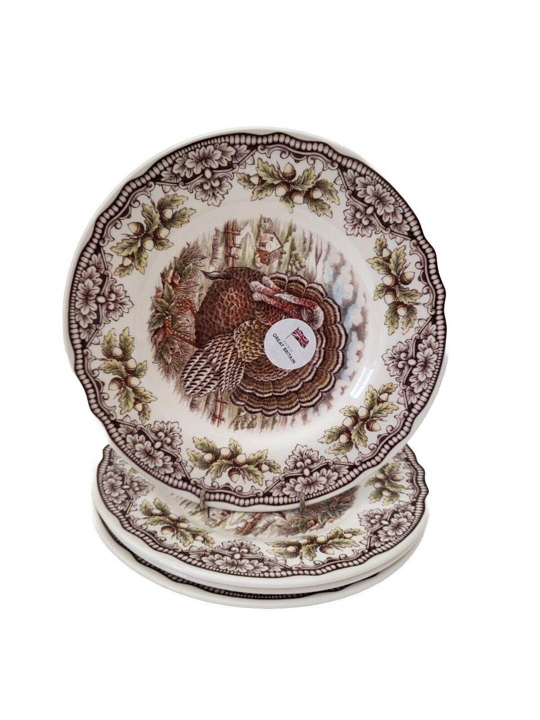 The Victorian English Pottery Thanksgiving Turkey 8.5 Salad Plate Lot ...