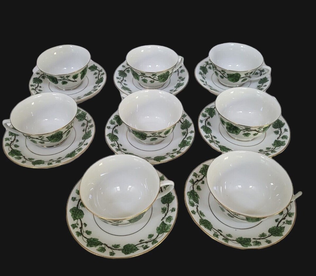 Lot of 8~ Empress USA Vogue Governor's Mansion Green Ivy Cup& Saucer - Etsy