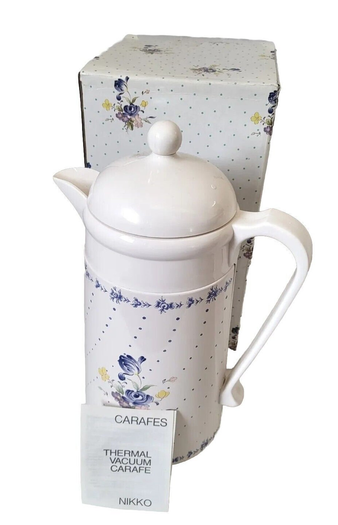 Nikko Tableware Blue Peony Plastic Thermal Vacuum Carafe With Lid New ...