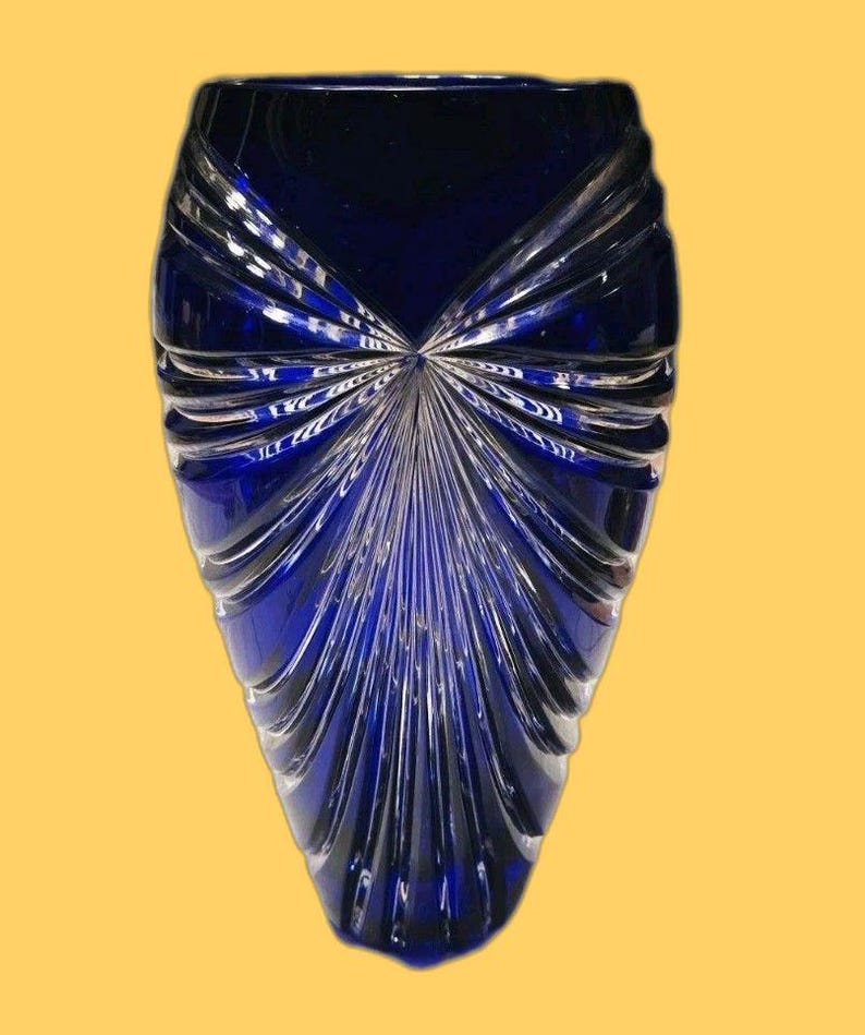 Mikasa Germany Vintage Cobalt Blue Cut to Clear Cut Crystal 9 1/2" H X ...