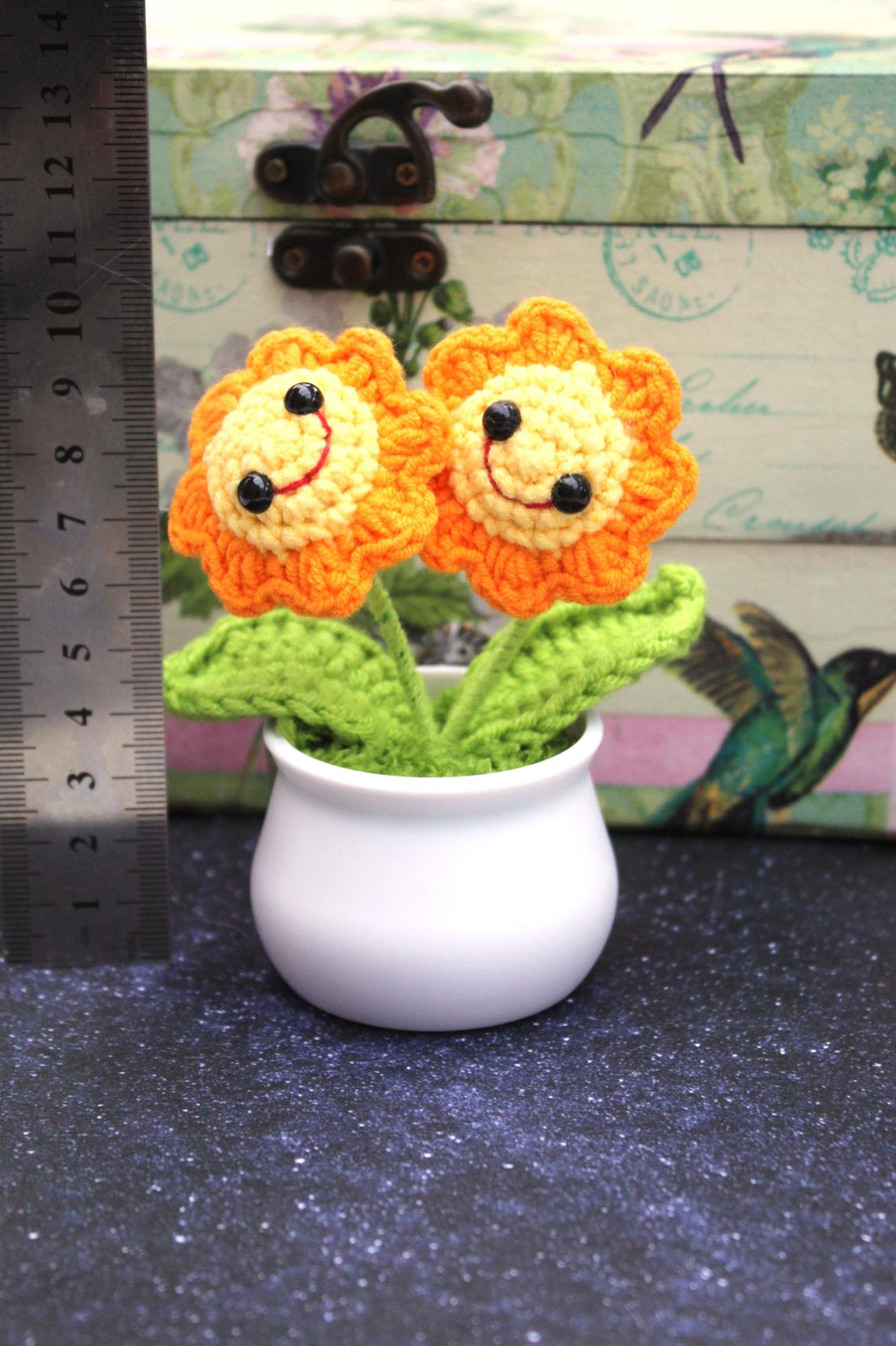 Adorable Crochet Sunflower Characters Brighten Your Desk, Handcrafted ...