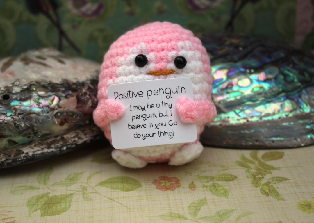 Positivity Penguin: Gift for Optimism - Handmade Crocheted Penguin With ...