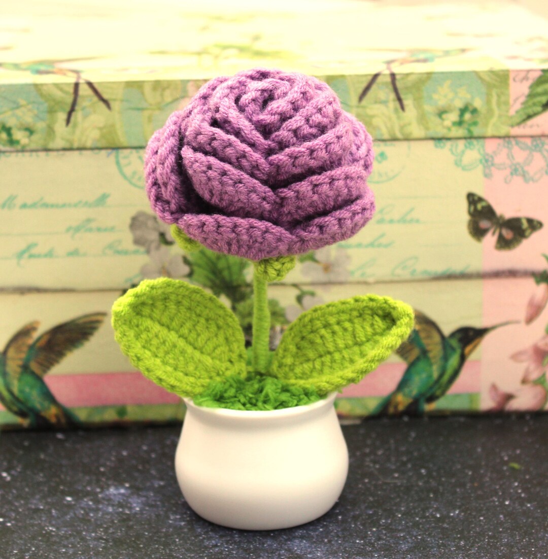 Hand-crocheted Rose – Brighten Your Office Desk, Perfect Office Gift ...