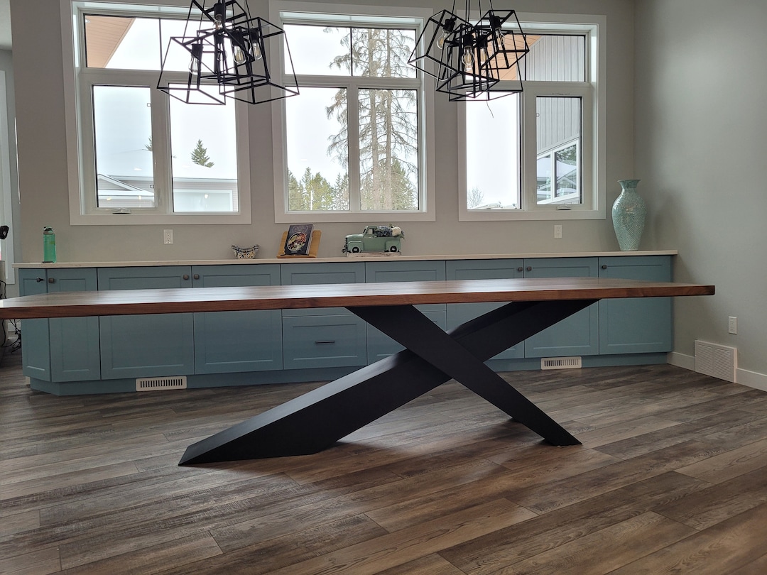 Walnut & Steel Cantilever Dining Table - Etsy