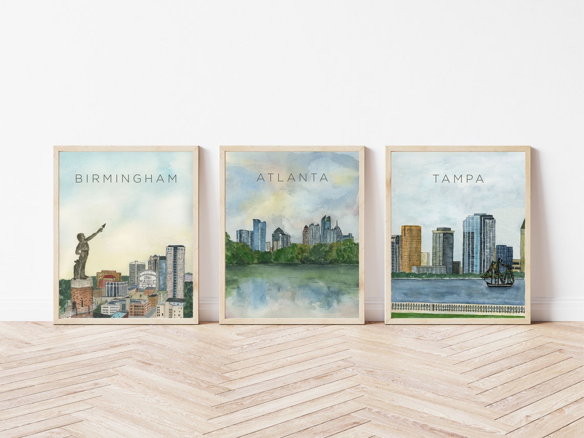 Atlanta Georgia Art Print Atlanta Skyline Wall Art and - Etsy
