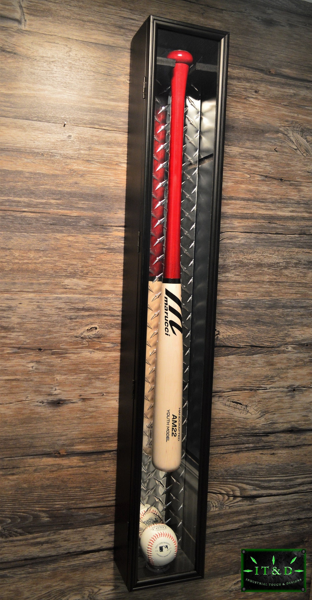 Enclose Baseball Bat Wall Mount Display Case With Aluminum Diamond ...