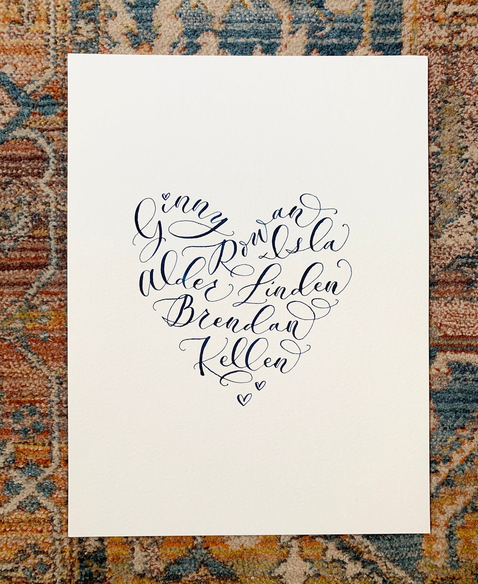 Calligraphy Print — Family Names Heart - Etsy