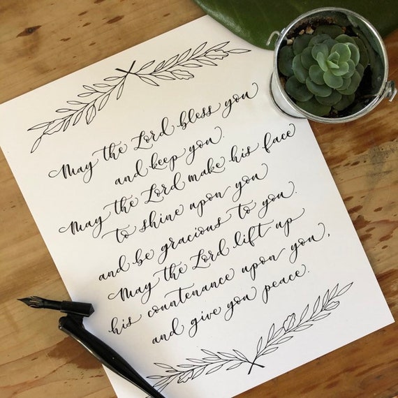 Calligraphy Print Benediction - Etsy