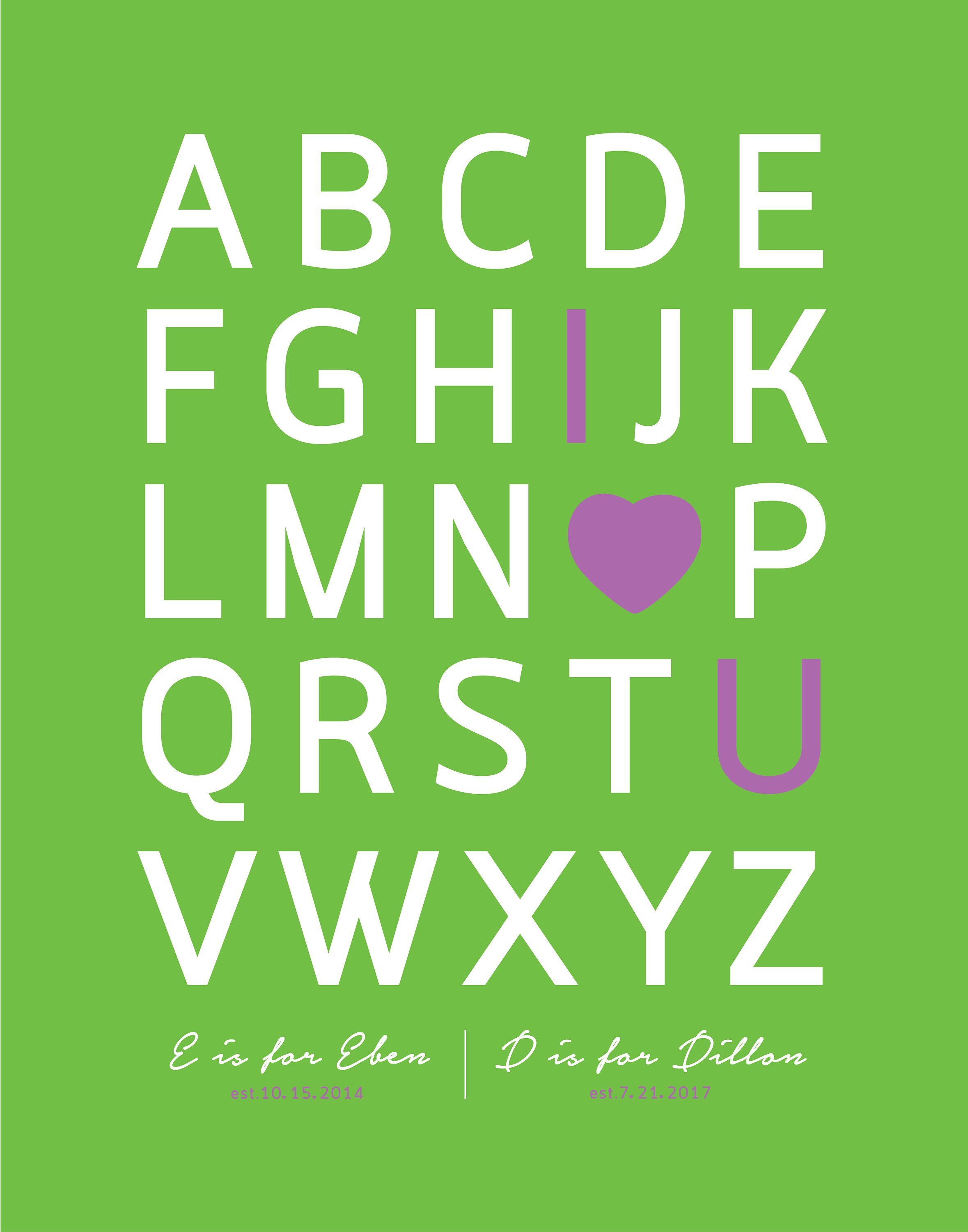 I Love You Alphabet Sign, Personalized Baby Gift, Digital Download ...