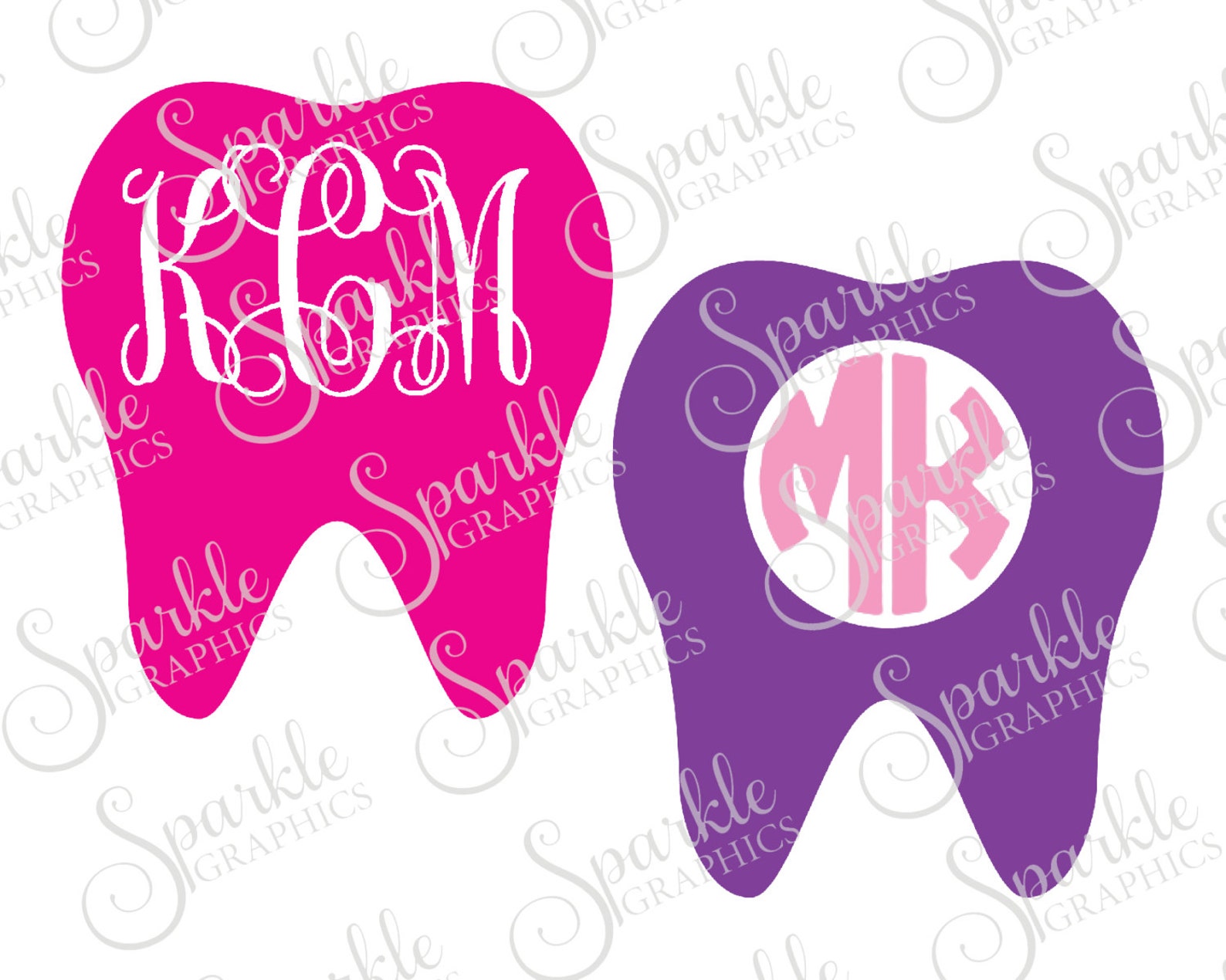 Tooth Monogram Frame Set Cut File Dentist Monogram Frame Teeth | Etsy