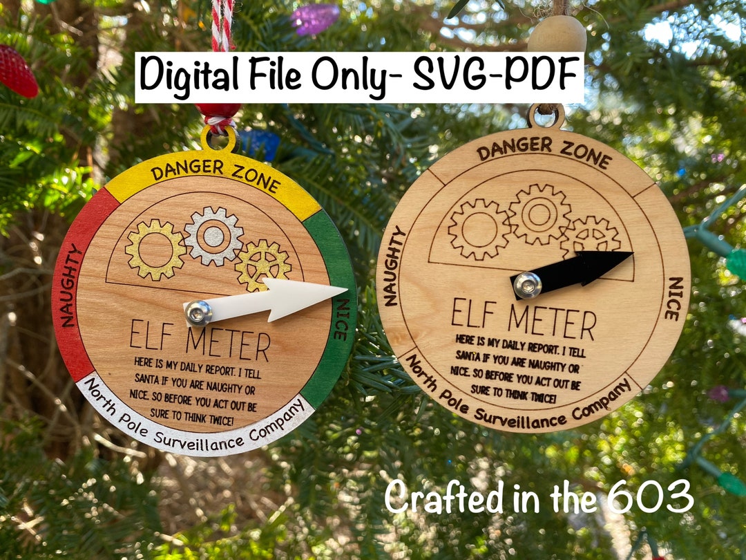 Elf Meter/ Elf Surveillance Ornament / Elf Report Ornament/ Glowforge ...