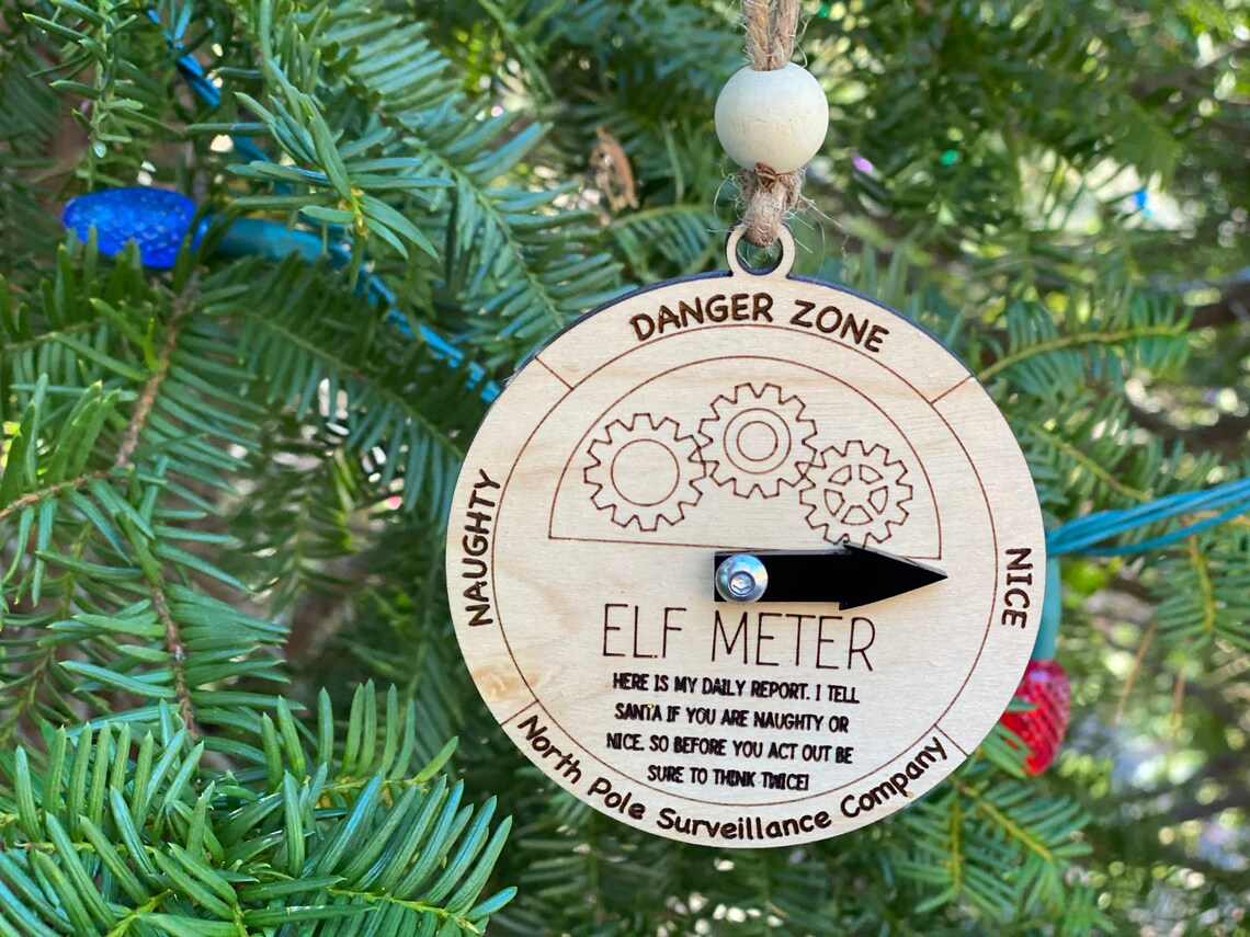 Elf Meter/ Elf Surveillance Ornament / Elf Report Ornament/ Glowforge ...