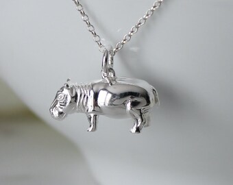 Silver Hippo Pendant - Etsy