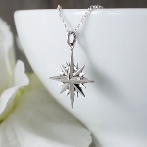 Sterling Silver North Star Pendant Necklace 16 Point North - Etsy