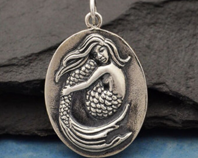 Sterling Silver Mermaid Necklace * Mermaid Medallion Pendant * Sea ...