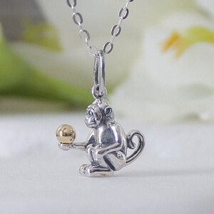 Sterling Silver Monkey Necklace * Gold Plate * Monkey With Ball ...