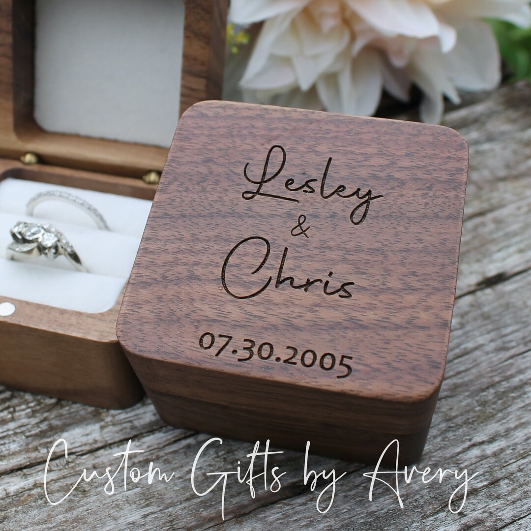 Custom Walnut Ring Box * Personalized Wedding Ring Holder * Wedding ...