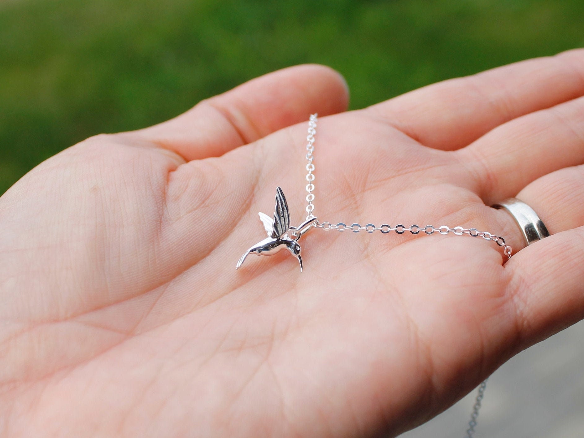 3D Hummingbird Necklace Sterling Silver Hummingbird Charm | Etsy