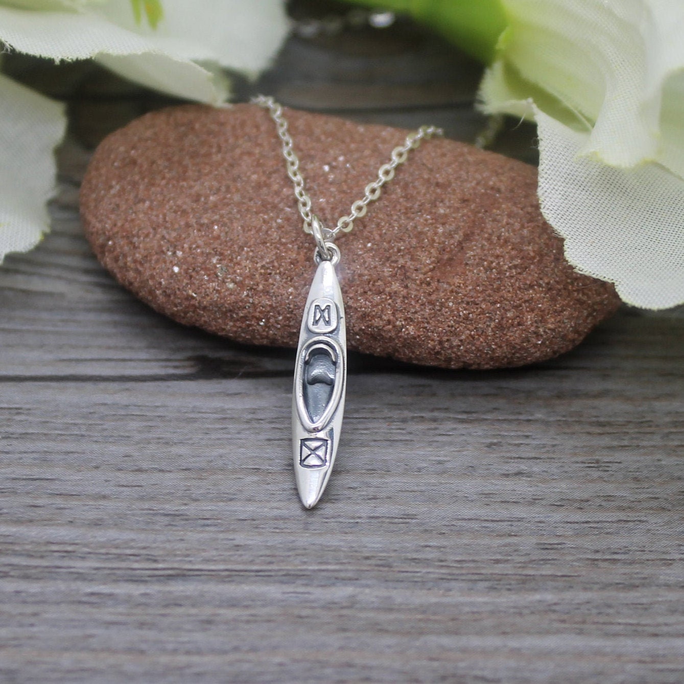 Sterling Silver Kayak Pendant Necklace Kayak Charm | Etsy