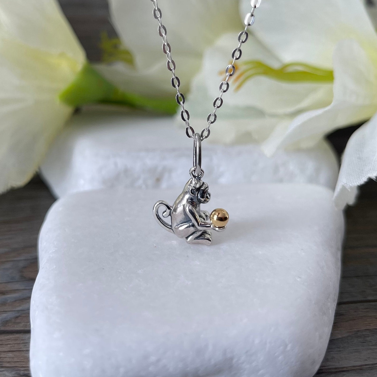 Sterling Silver Monkey Necklace Gold Plate Monkey With - Etsy