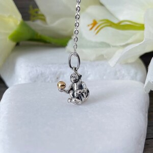 Sterling Silver Monkey Necklace * Gold Plate * Monkey With Ball ...