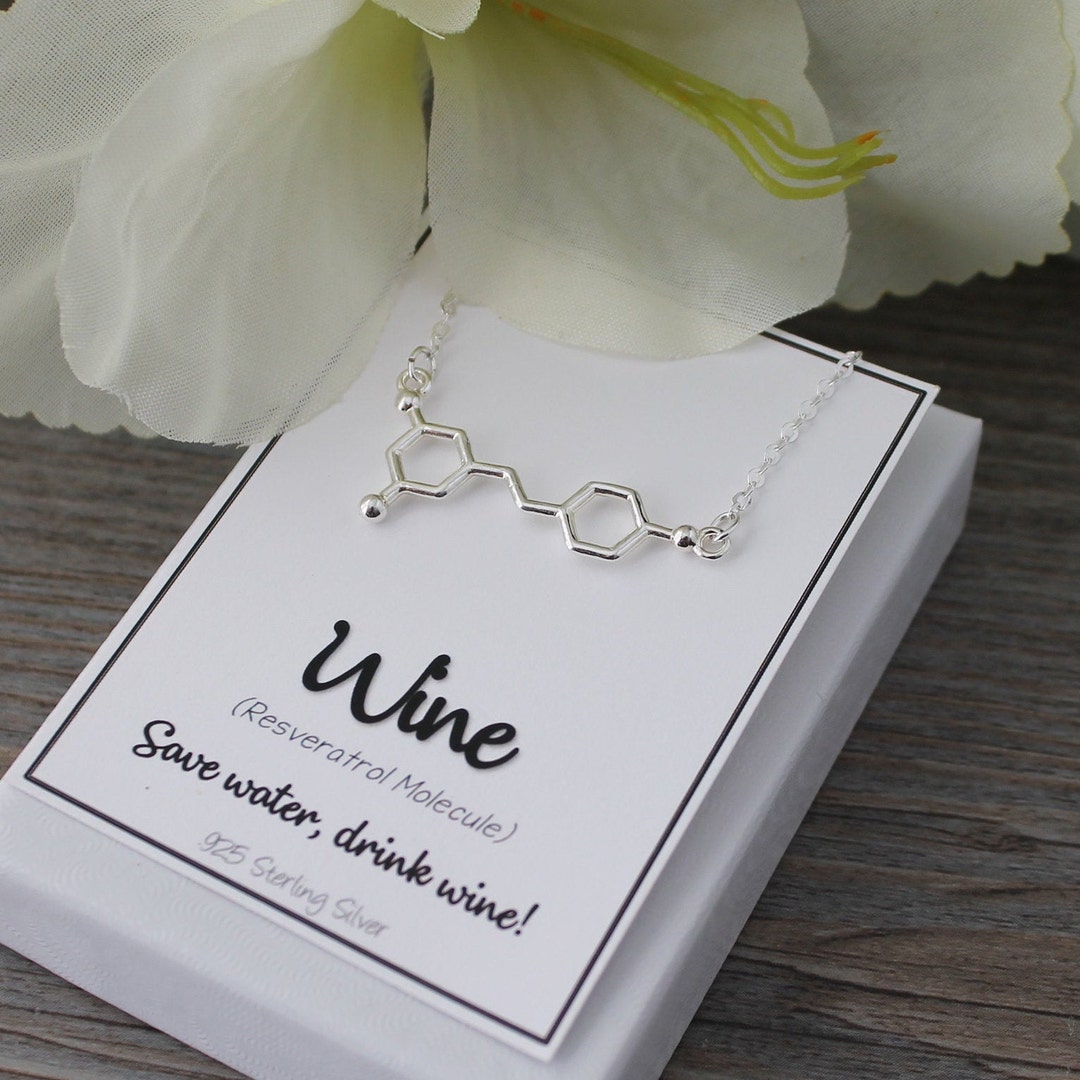 Sterling Silver Red Wine Molecule Necklace Resveratrol Molecule Science ...