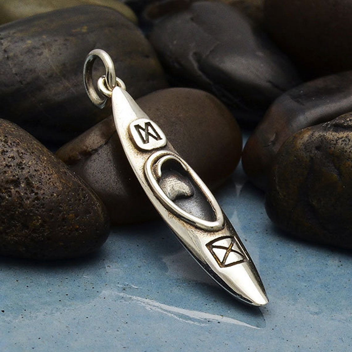 Sterling Silver Kayak Pendant Necklace Kayak Charm | Etsy