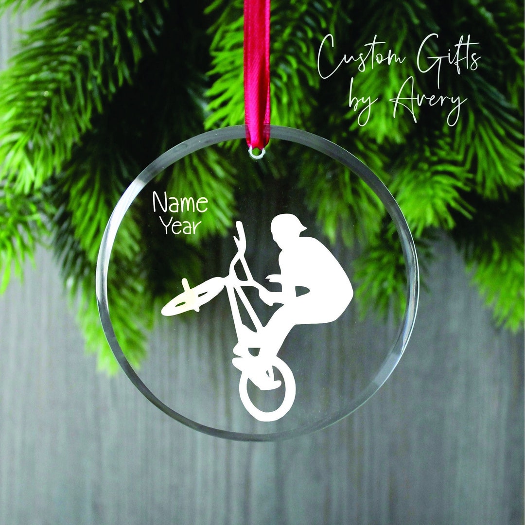 Personalized GLASS BMX Ornament * Bike * Round Glass Ornament * Sun ...