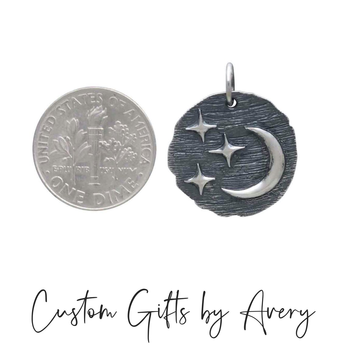Sterling Silver Crescent Moon and Star Pendant Necklace - Etsy