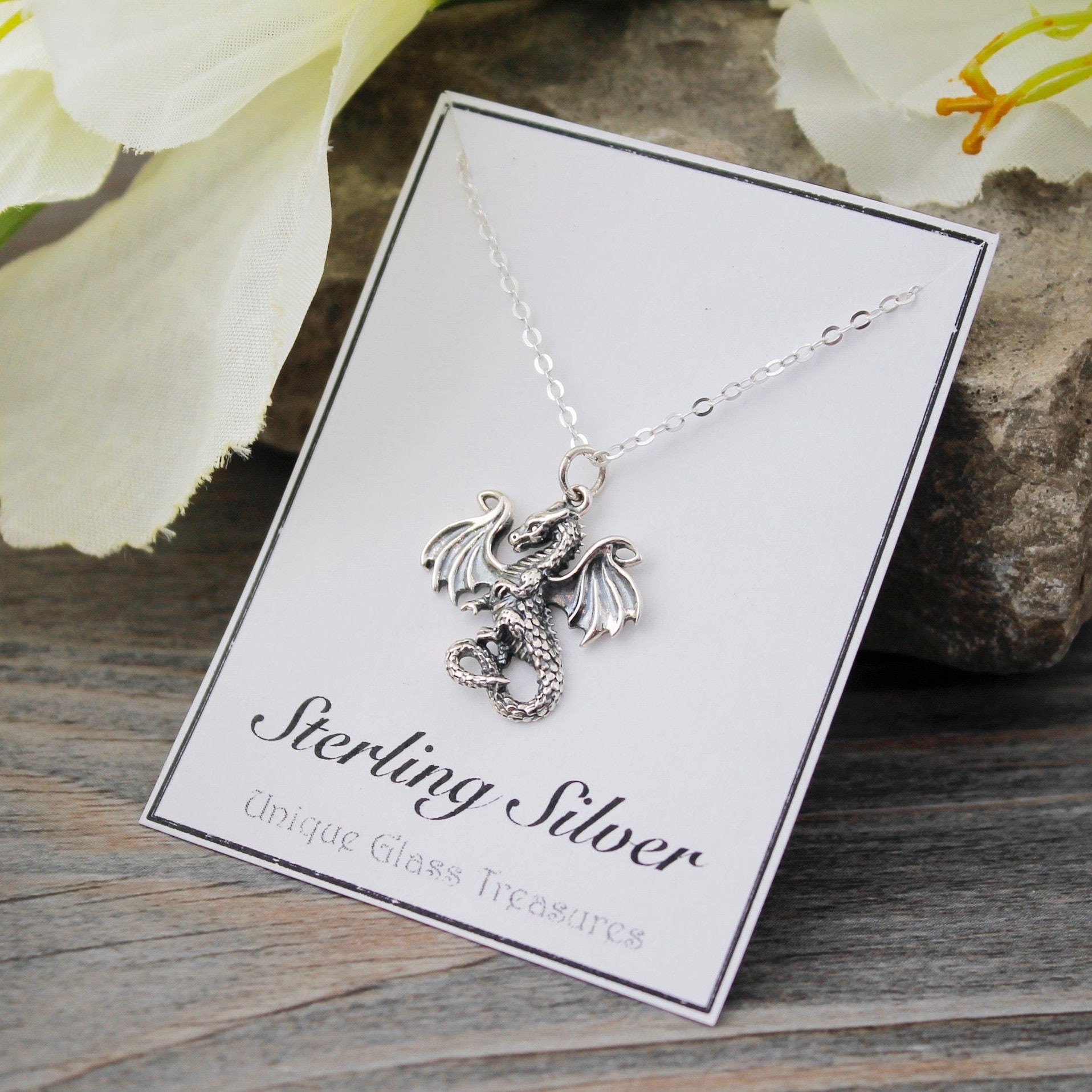 Sterling Silver Dragon Necklace Sterling Silver Dragon | Etsy