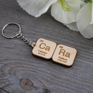 Personalized Periodic Table of Elements Key Chain ~ Custom Maple Wood ...