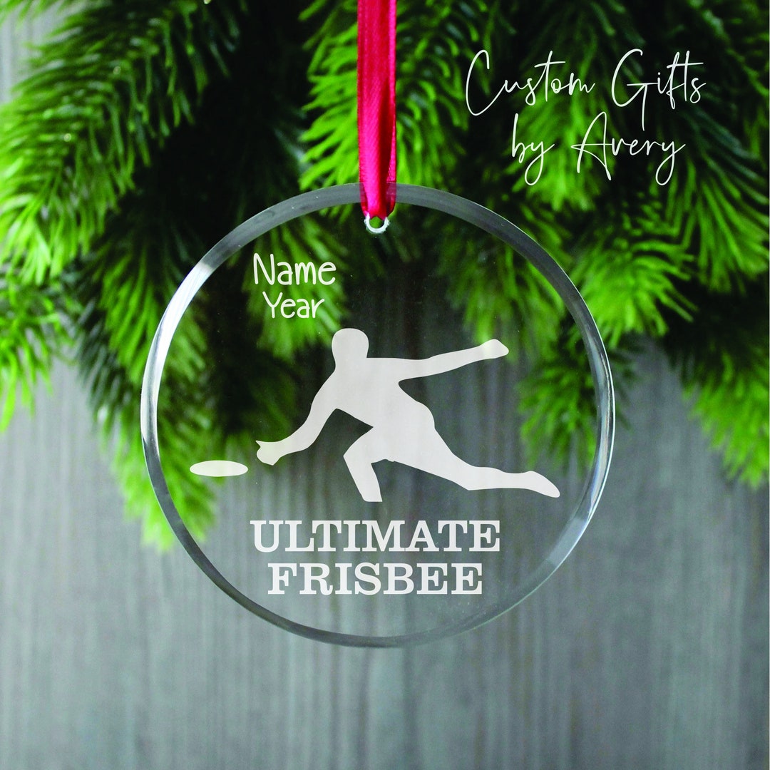 Personalized GLASS Male Ultimate Frisbee Player Ornament Round Glass ...