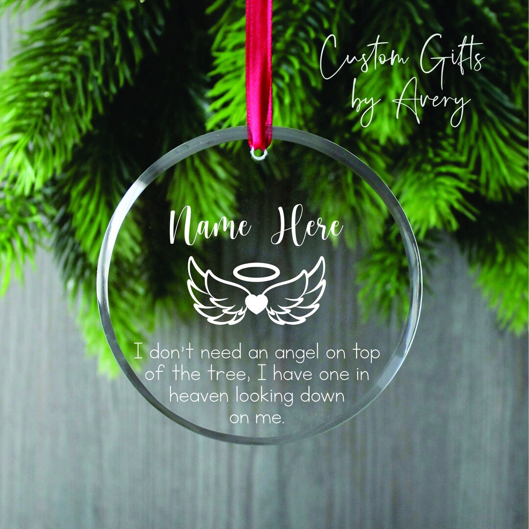 Personalized GLASS Angel in Heaven Ornament * Custom Glass Ornament ...