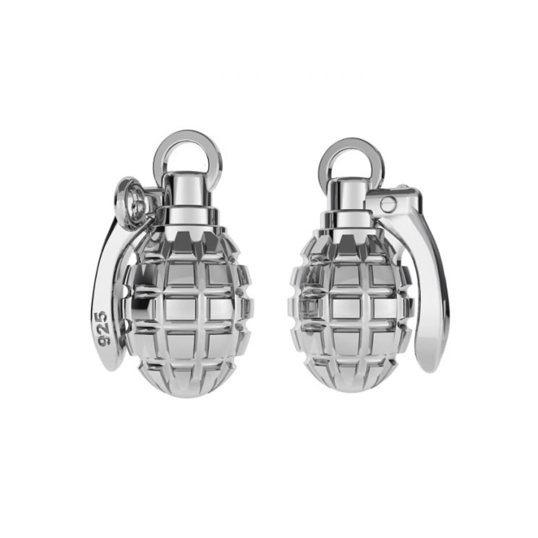 Solid Sterling Silver Grenade Necklace * Hand Grenade Pendant * Bomb ...
