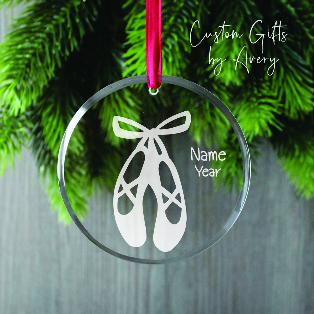 Personalized GLASS Ballet Slippers Ornament * Dancing * Round Glass ...