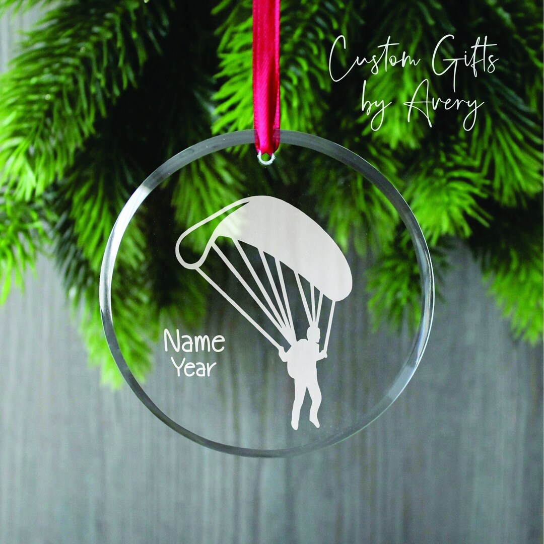Personalized Glass Parachuting Christmas Ornament * Skydiving Ornament ...