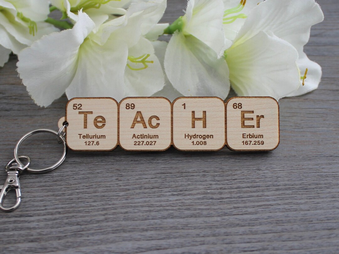 Teacher Key Chain * Periodic Table of Elements Key Chain * Maple Wood ...