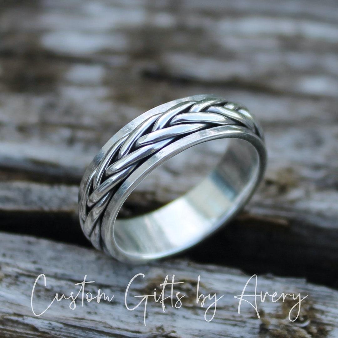 925 Sterling Silver Celtic Spinner Ring * Braided Weave Band * Sterling ...