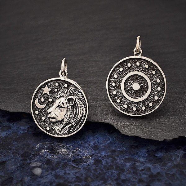 Sterling Silver Leo Necklace Double Sided Coin Pendant Leo Zodiac Charm Astrology Celestial Zodiac Sign Horoscope Etsy