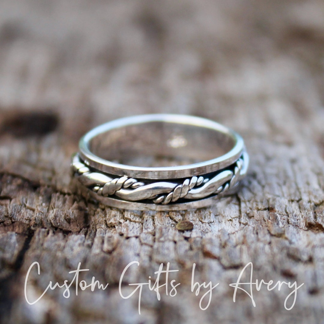 925 Sterling Silver Twisted Rope Spinner Ring * Braided Band * Sterling ...