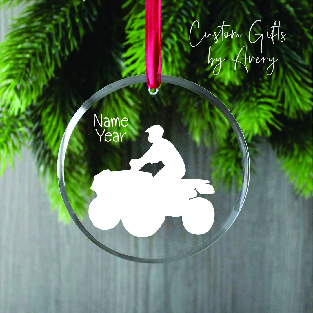 Personalized ATV 4 Wheeler GLASS Ornament * Custom Christmas Tree ...