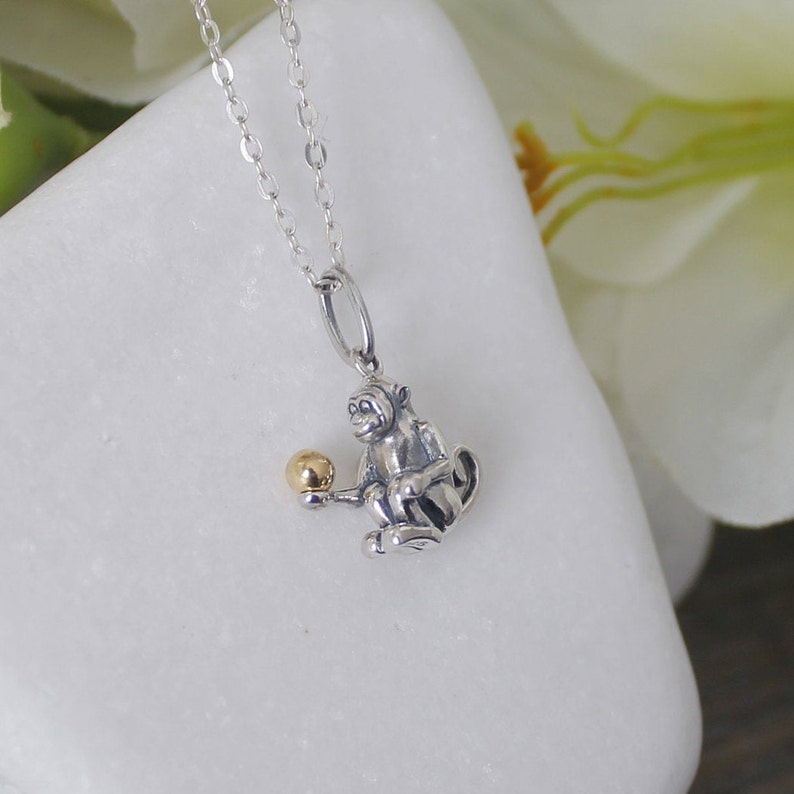 Sterling Silver Monkey Necklace Gold Plate Monkey With - Etsy