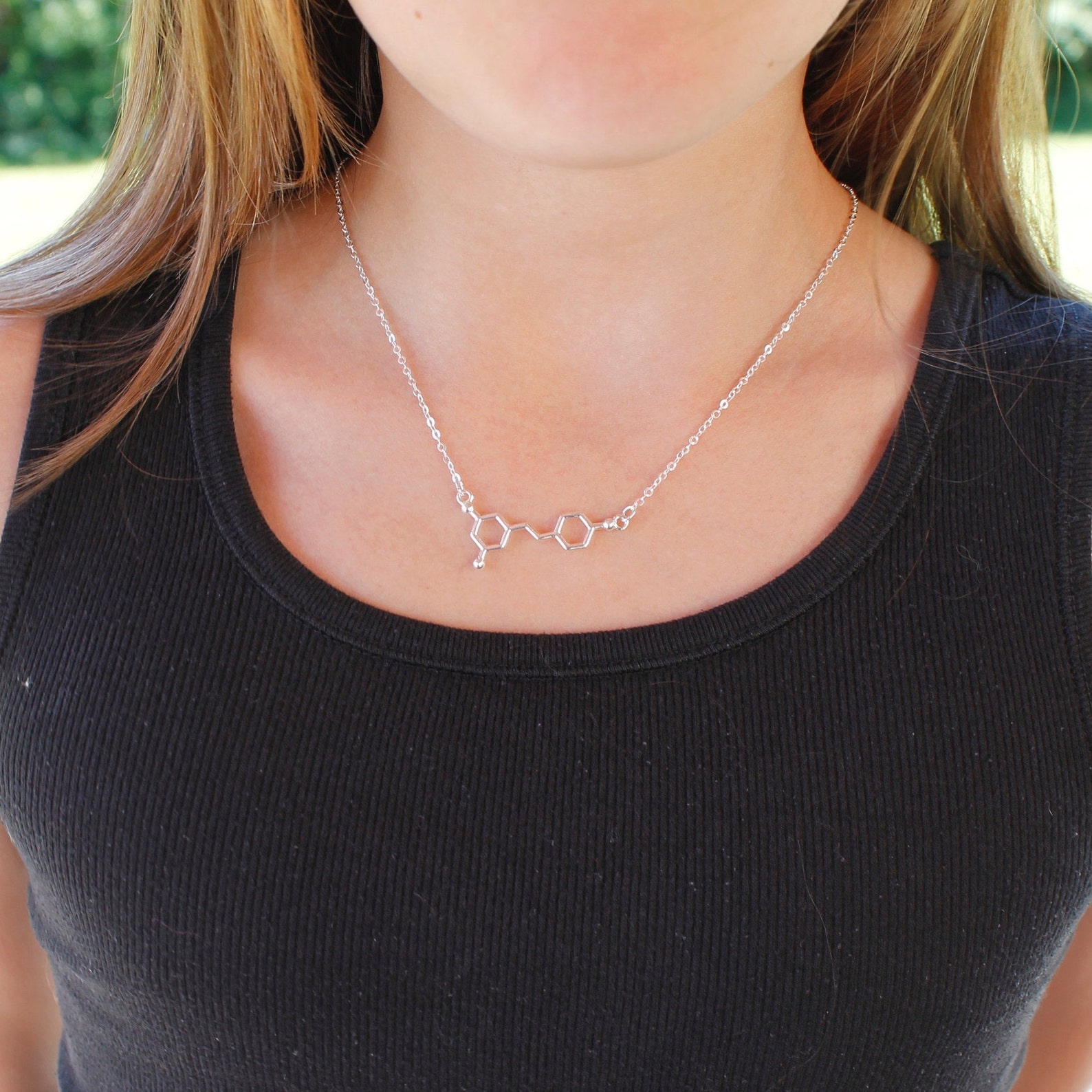 Sterling Silver Red Wine Molecule Necklace Resveratrol | Etsy