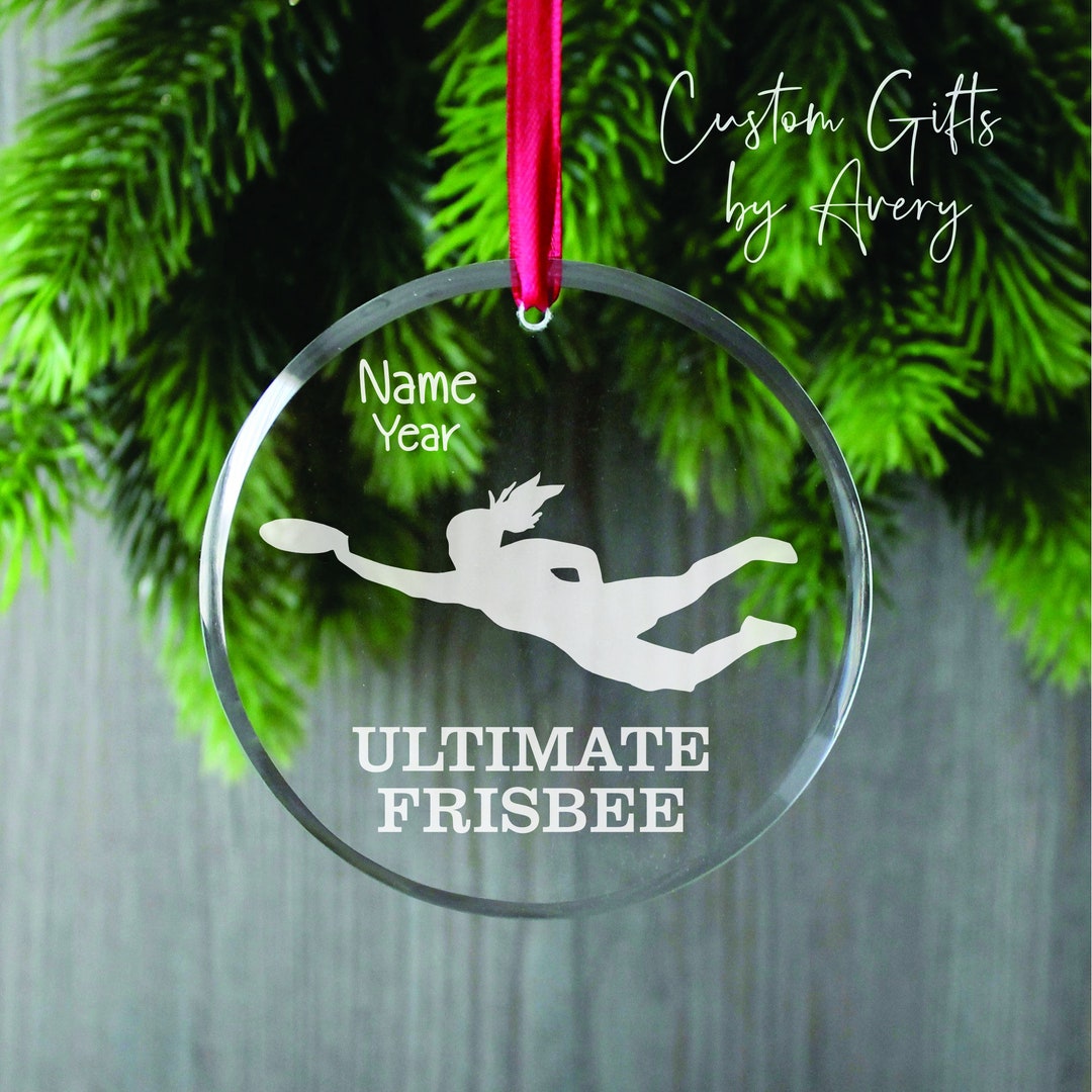 Personalized GLASS Female Ultimate Frisbee Player Ornament * Round ...
